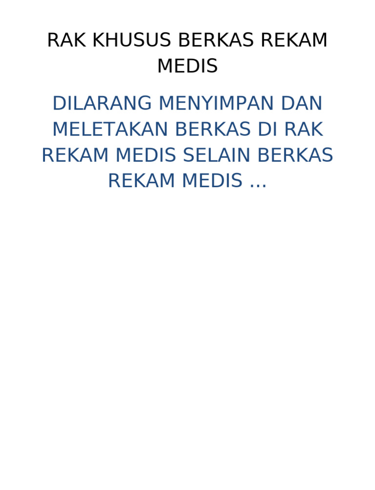 Rak Khusus Berkas Rekam Medis | PDF