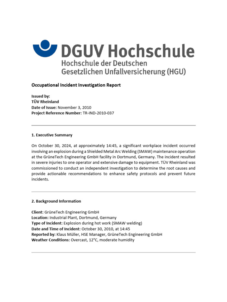 Welding Explosion Incident Report | PDF | Welding | Construction
