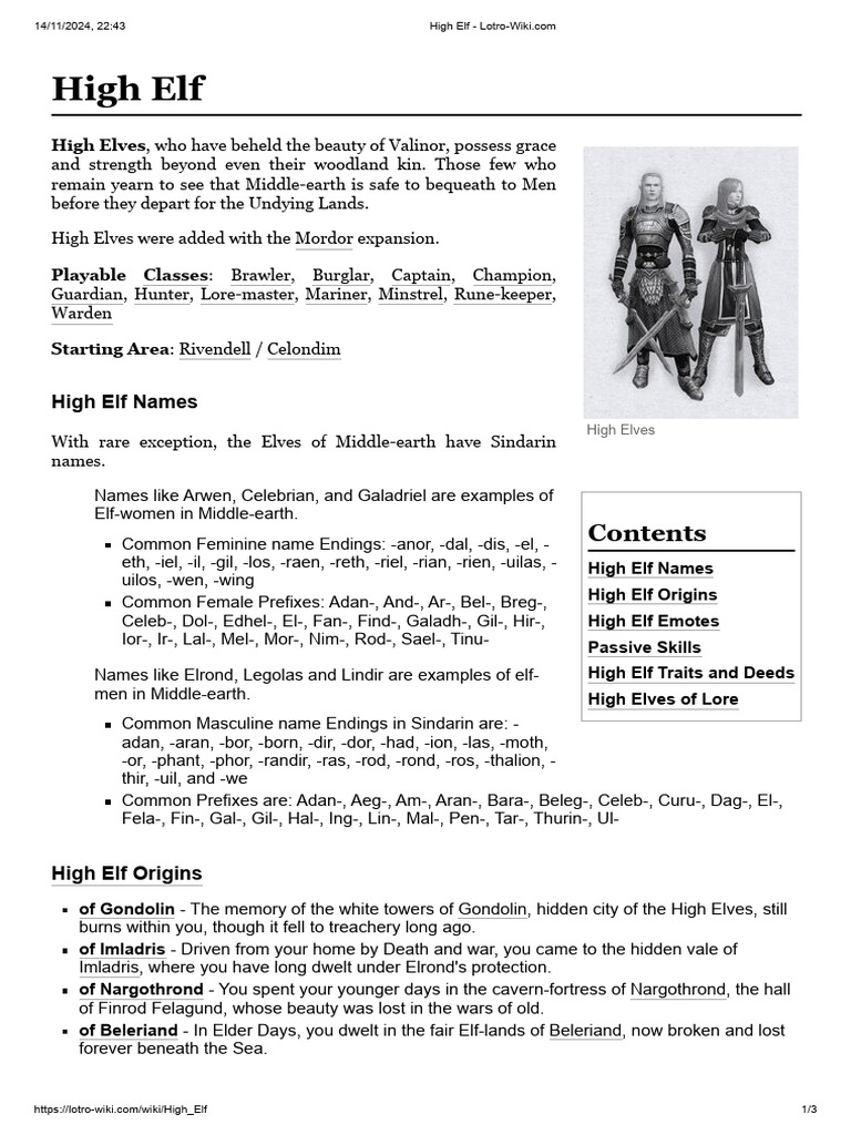 High Elf Guide: Names, Traits, Origins | PDF | J. R. R. Tolkien ...