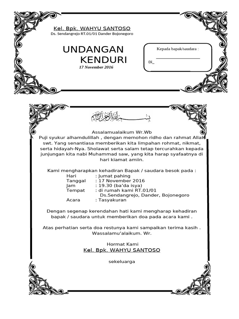 Undangan Kenduri | PDF