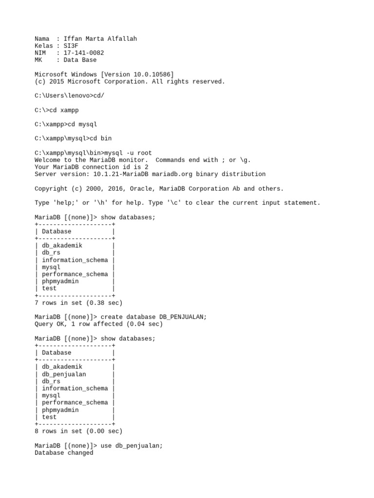 Database Creation and Management Guide | PDF | My Sql | Databases