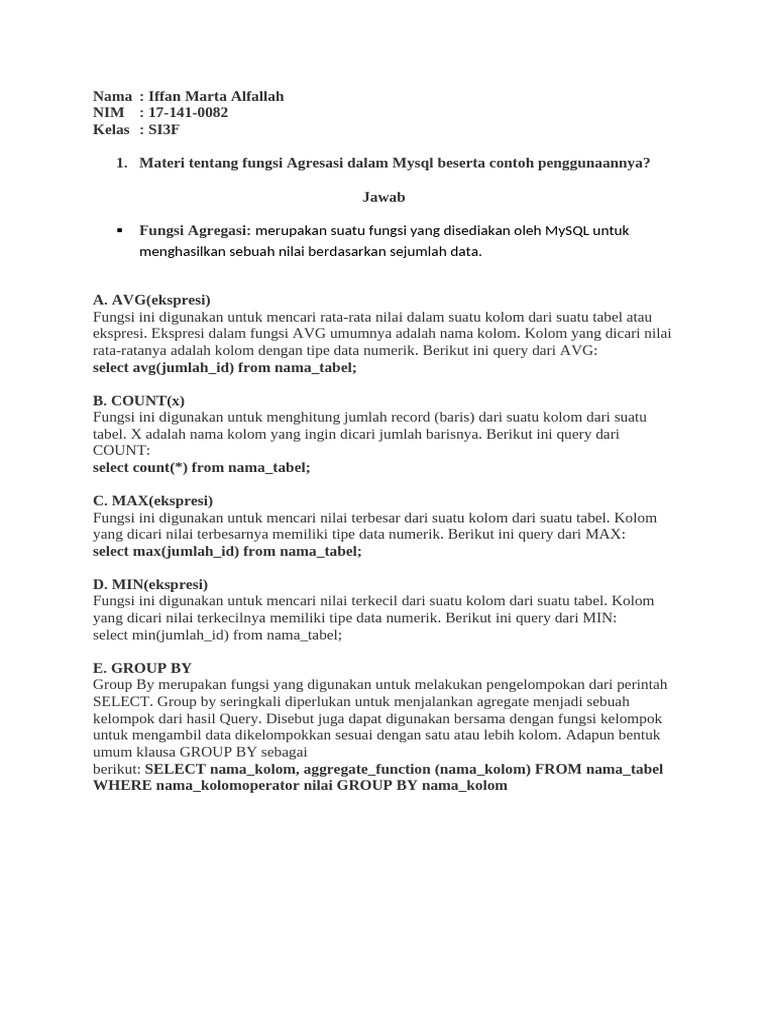 Tugas Materi Mysql | PDF