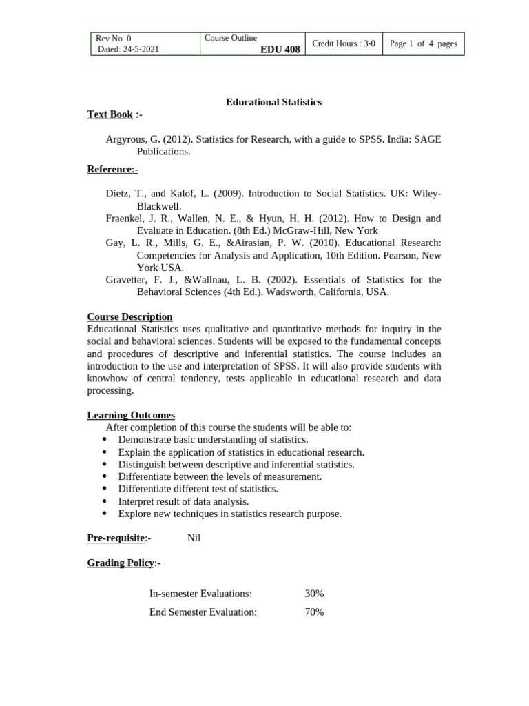 Educational Statistics EDU 408 | PDF | Statistics | Descriptive Statistics