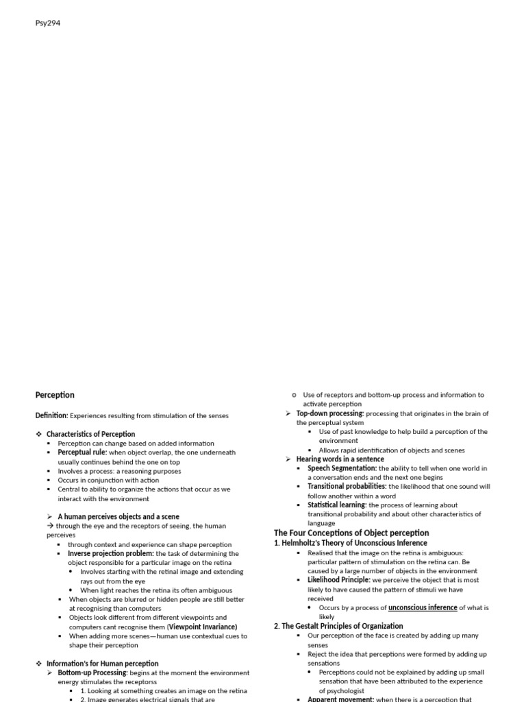 Psy 294 | PDF | Perception | Memory