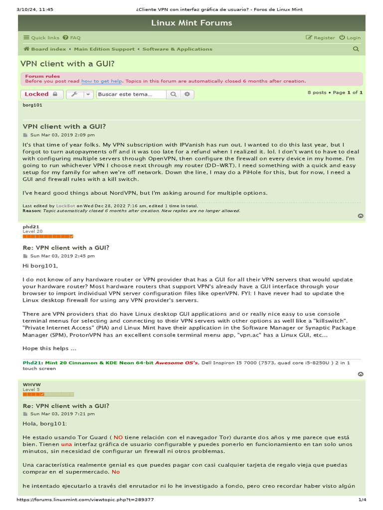¿Cliente VPN Con Interfaz Gráfica de Usuario - Foros de Linux Mint ...