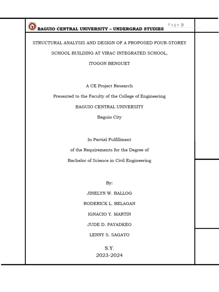 Structural Design of School in Itogon | PDF | Methodology | Strength Of ...
