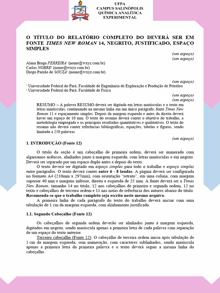 Modelo de Relatorio | PDF | Caixa alta e caixa baixa