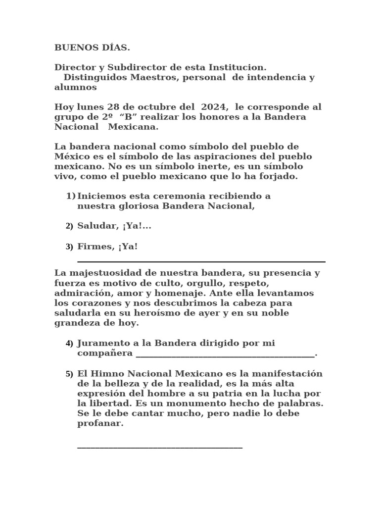 Saludo A La Bandera | PDF