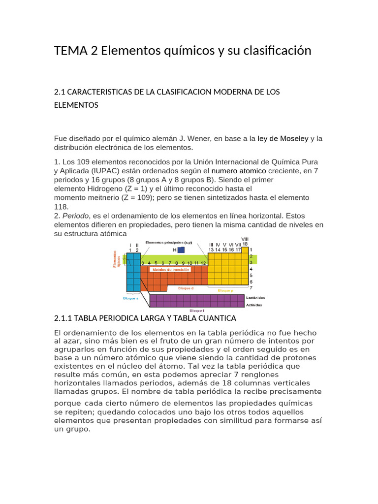 TEMA 2 Elementos Químicos y Su Clasificación | PDF | Rieles | Elementos ...