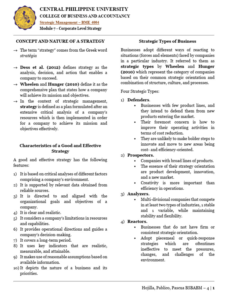 BME 4004 Chapter 7 HANDOUTS PDF | PDF | Strategic Management | Business