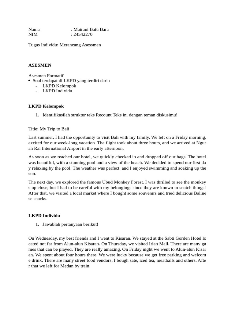 Tugas Merancang Asesmen Topik2 | PDF | Drink