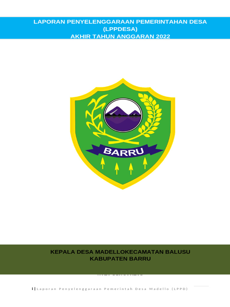 Laporan Pemerintahan Desa Madello 2022 | PDF