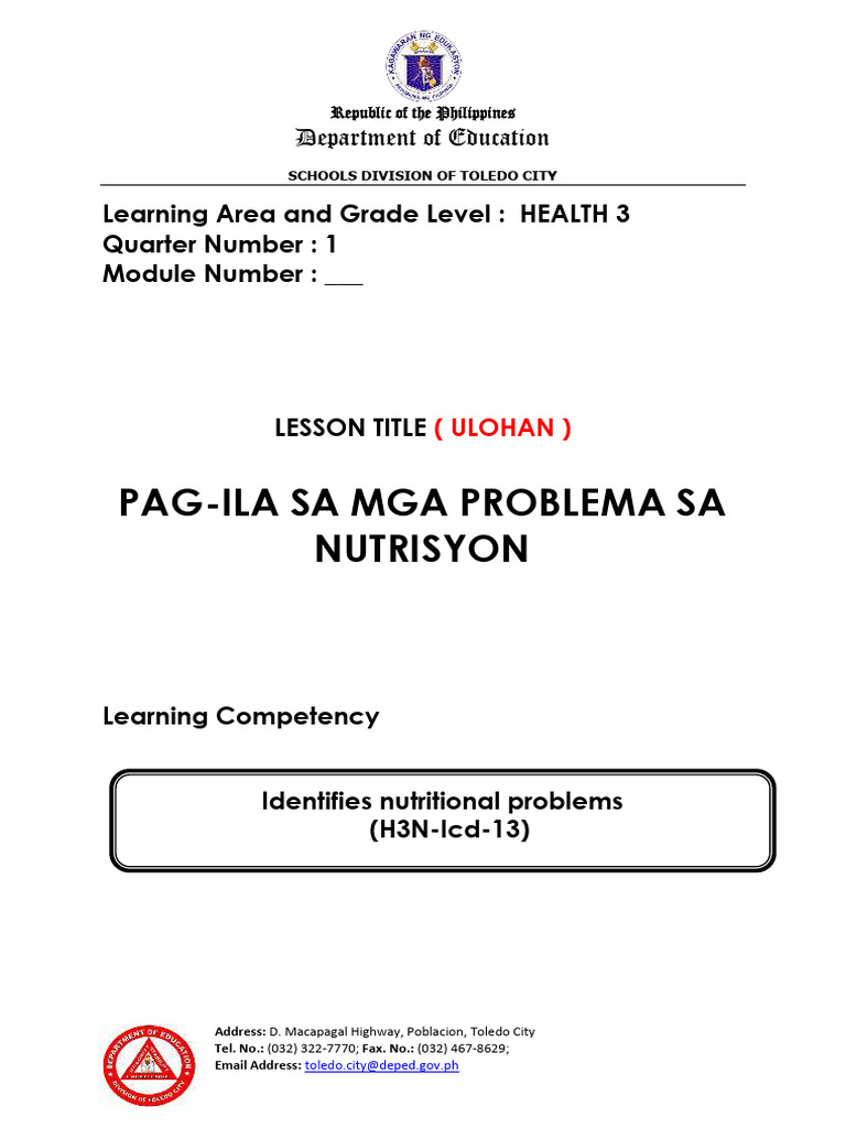 Health3 Q1 Identifies-Nutritional-Problems | PDF