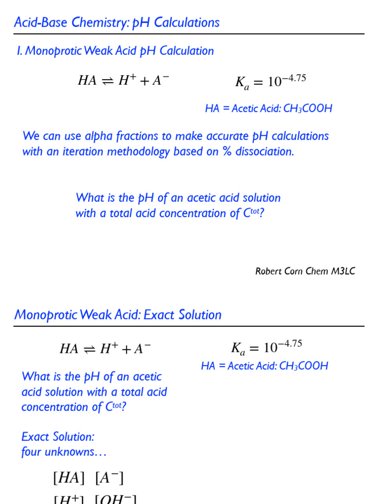 Chemistry: Weak Acid pH Calculation | PDF | Acid | Ph