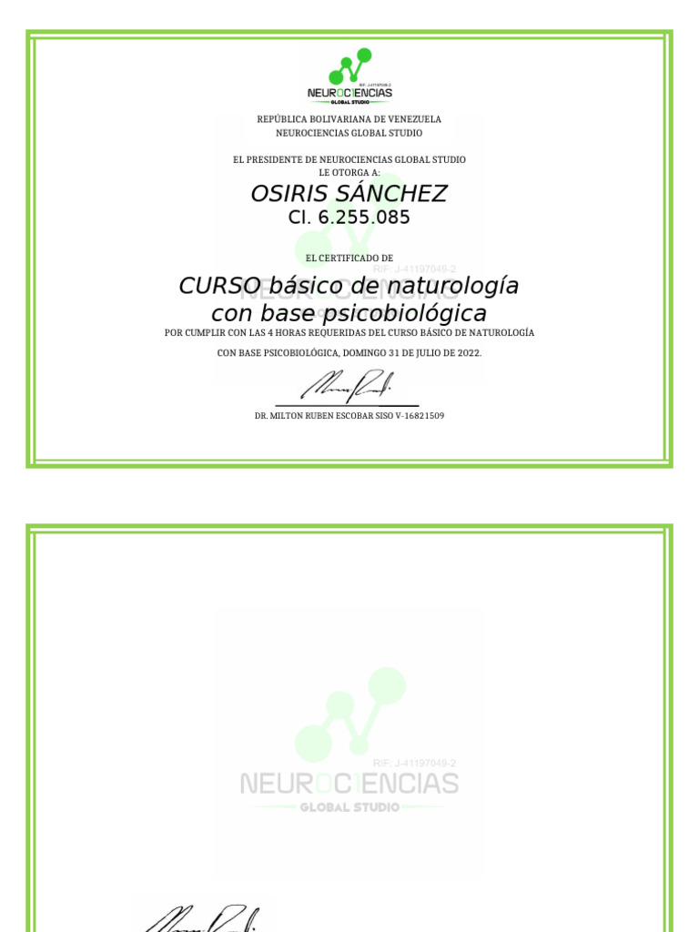 Certificacion Osiris Sanchez | PDF