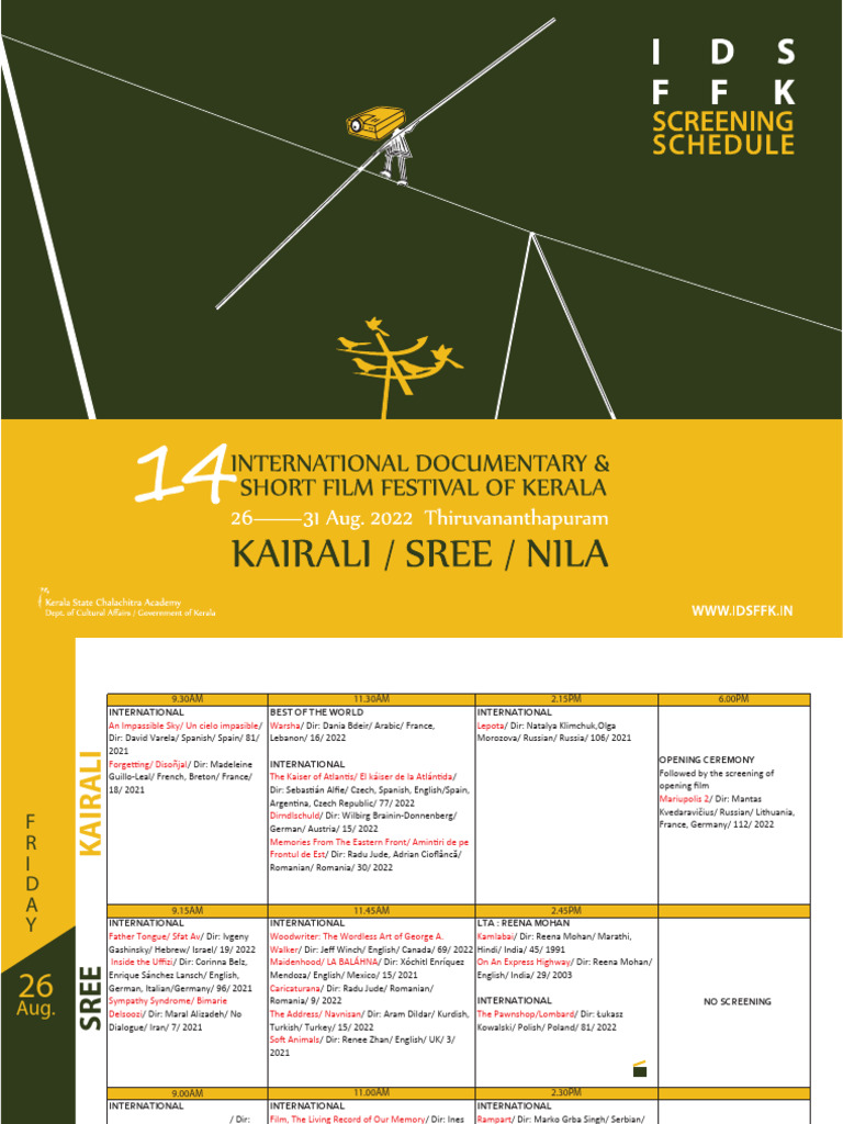 IDSFFK 2022 - Film Schedule | PDF | Languages | Foreign Language Studies