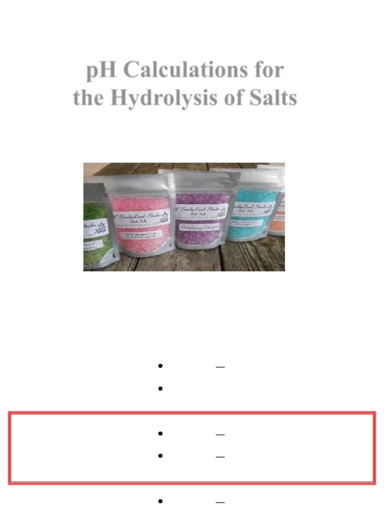 Analytical Chemistry Lec 3 PH Calc For The Hydrolysis of Salts | PDF ...
