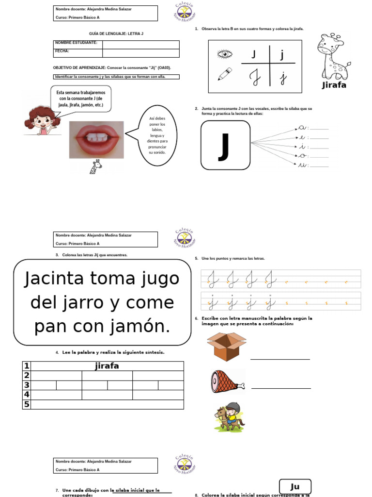Guía Consonante J | PDF | Fonética | Lingüística