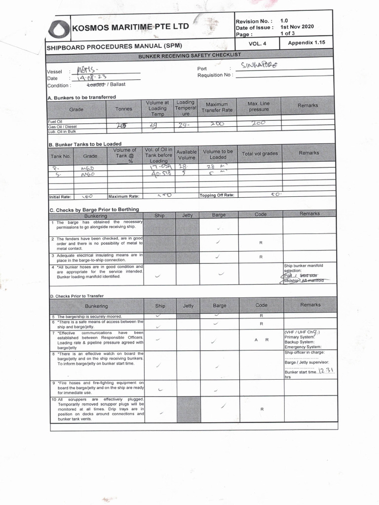 Bunker Checklist | PDF
