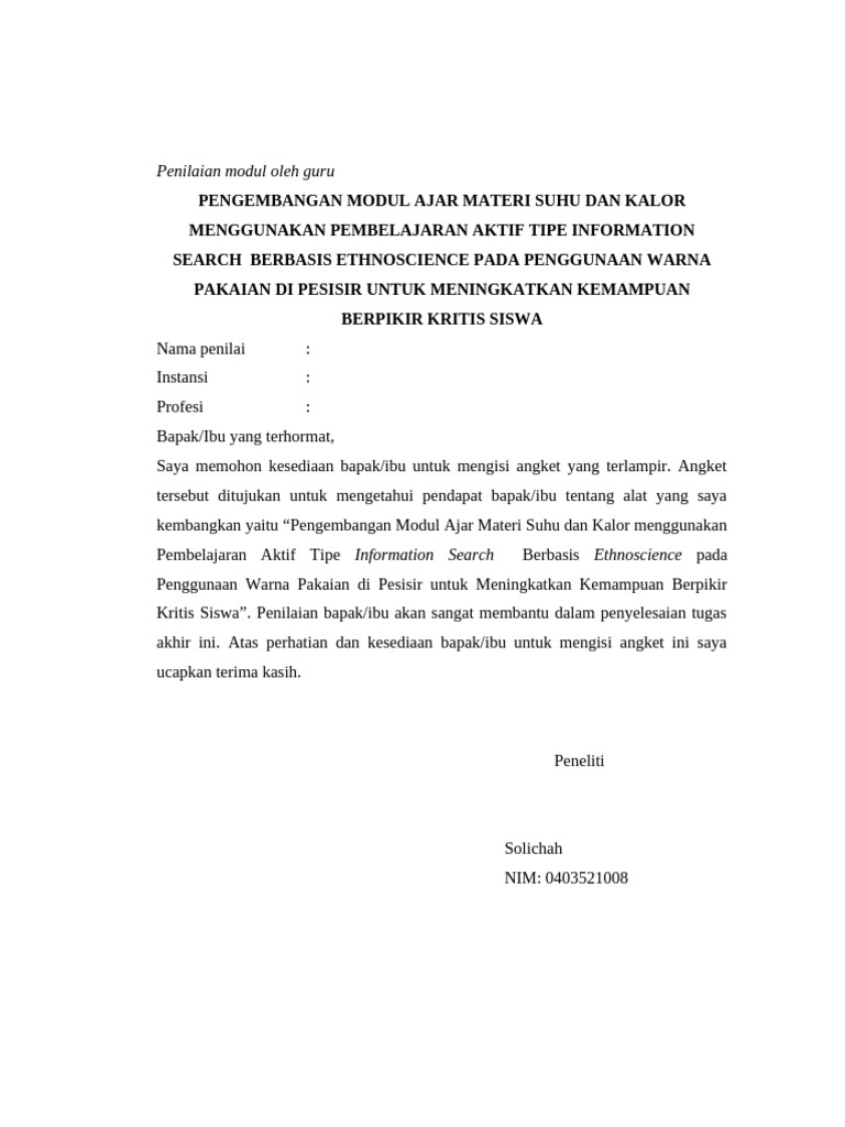 Penilaian Handout Oleh Guru Fisika | PDF