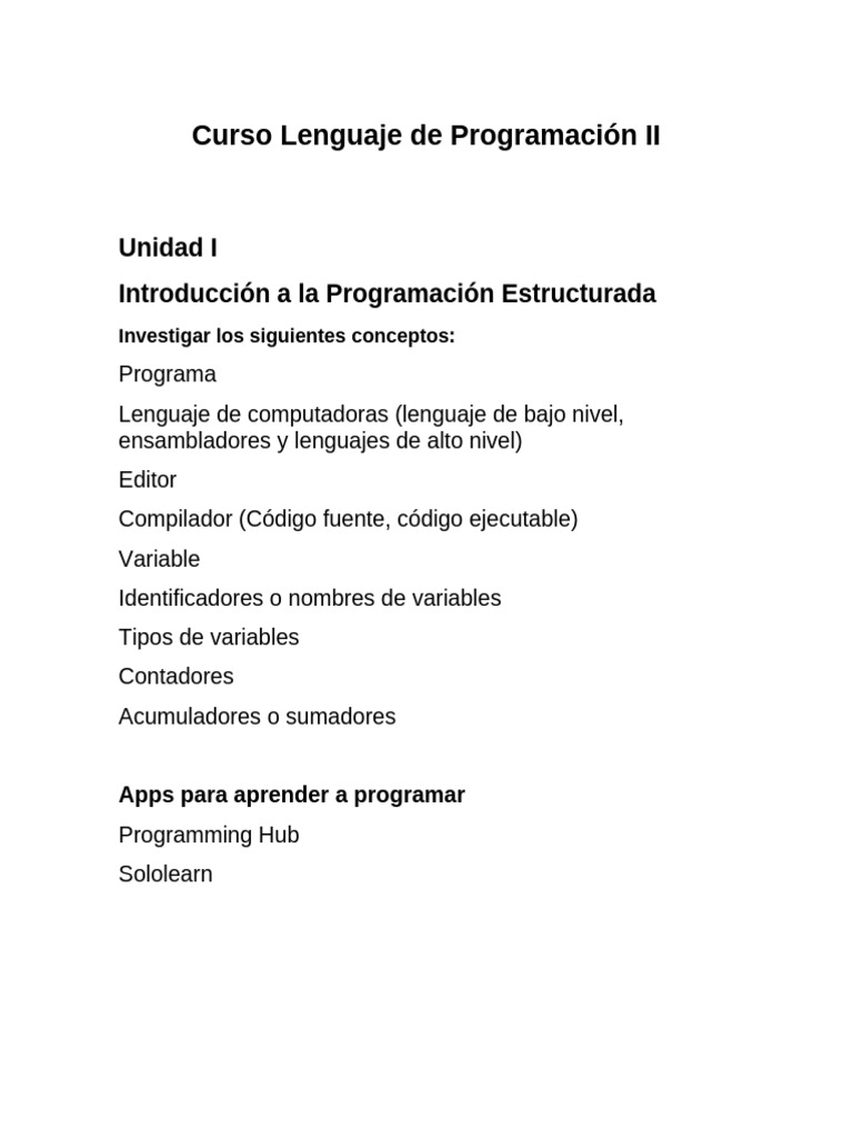 Curso Lenguaje de Programacion Ii - Maria Bruguera | PDF | Programa de computadora | Programación