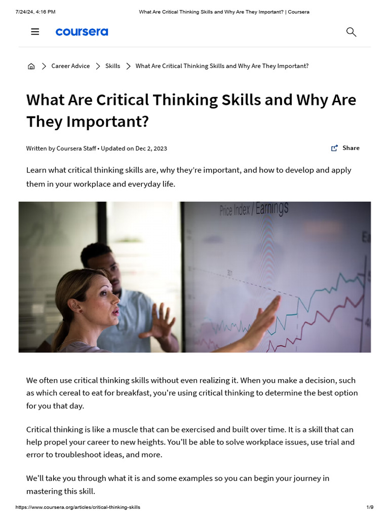 What Are Critical Thinking Skills and Why Are They Important - Coursera | PDF | Critical ...