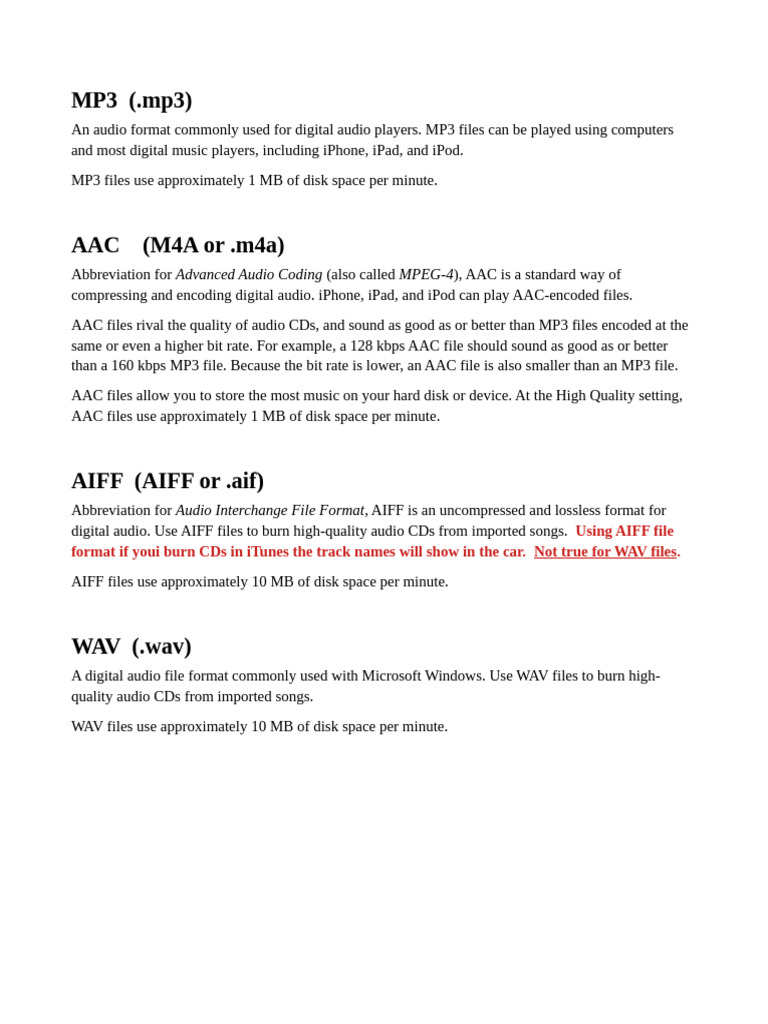 ITunes File Formats | PDF | Home & Garden