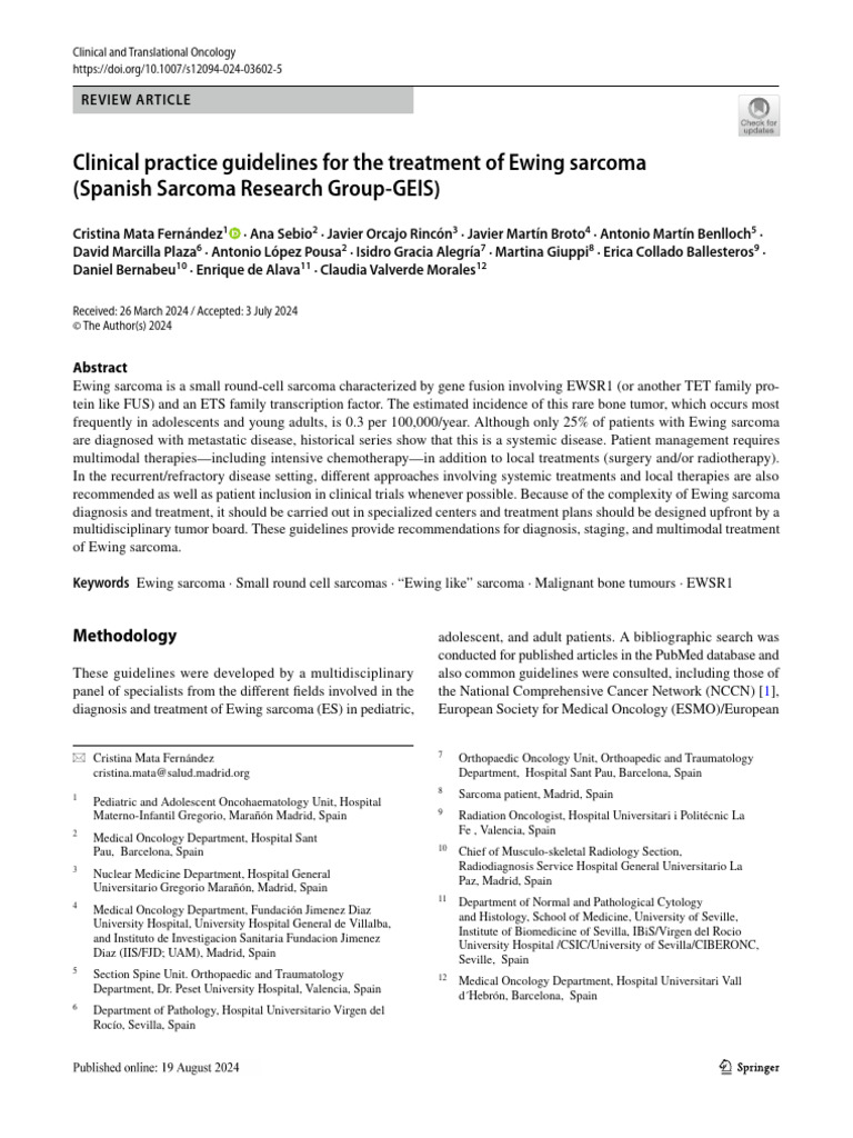 Clinical Practice Guidelines For The Treatment of Ewing Sarcoma | PDF | Sarcoma | Biopsy