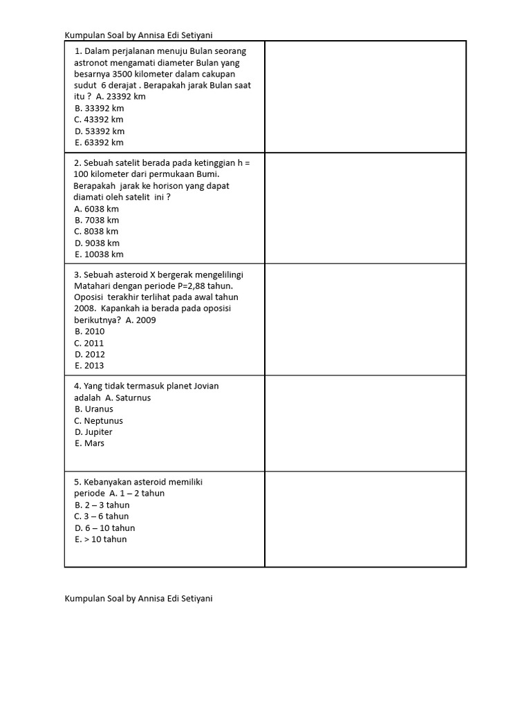 Latihan Soal Astronomi KSP | PDF | Ilmu Sosial