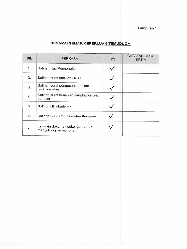 Senarai Semak Temuduga | PDF