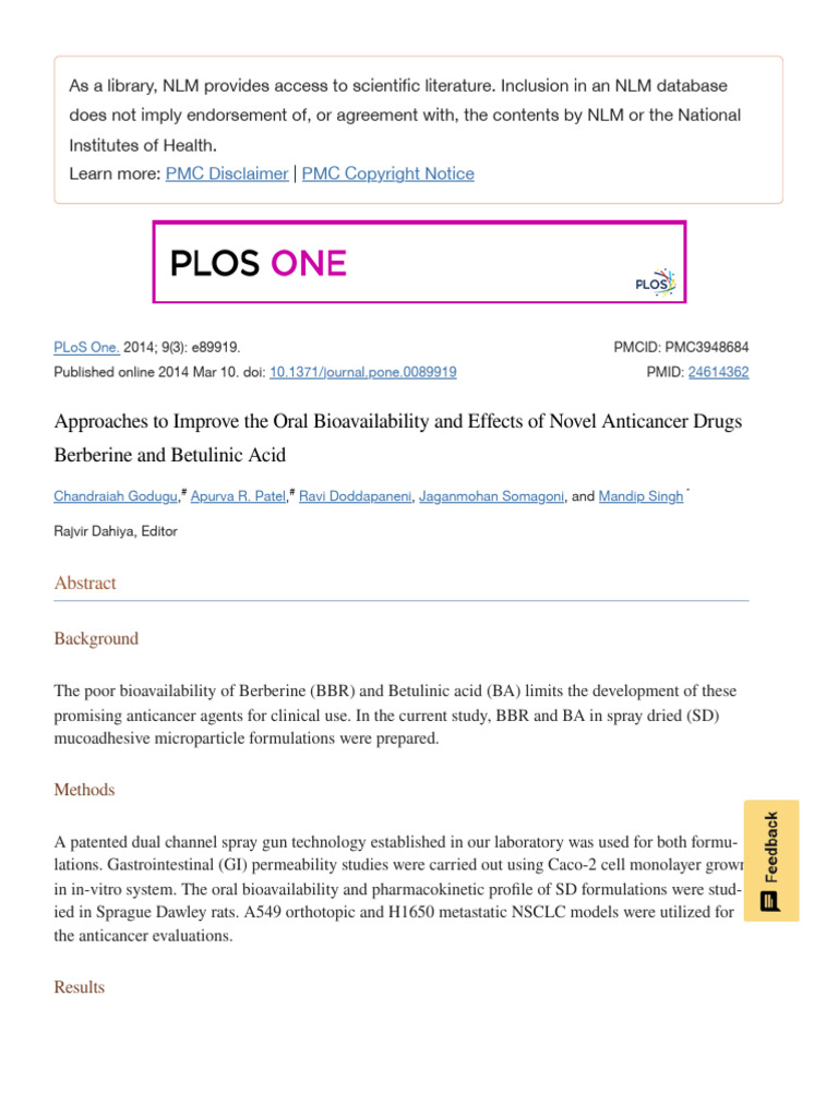 Approaches To Improve The Oral Bioavailability and Effects of Novel ...