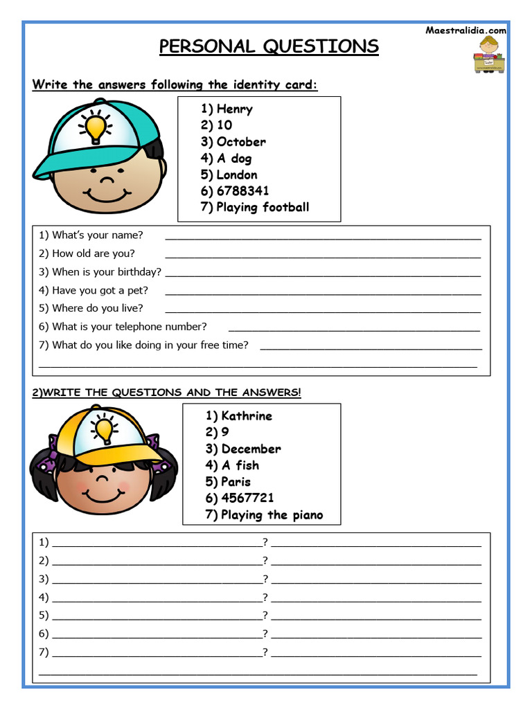 Personal Questions and Answers Template | PDF