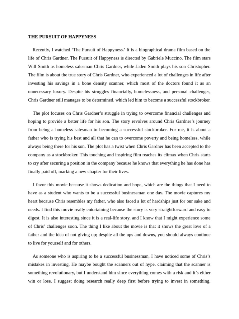 Inspiring Lessons from The Pursuit of Happyness | PDF