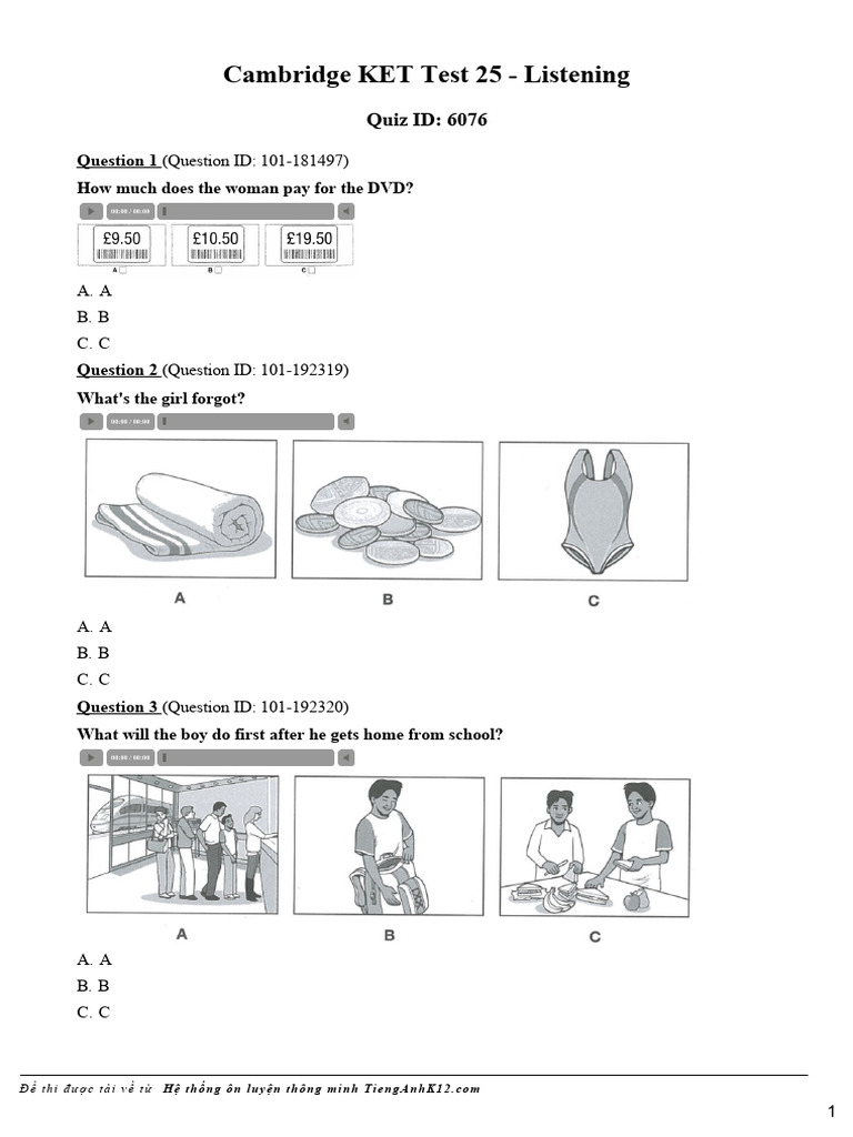 KET Listening Test 25 Overview | PDF