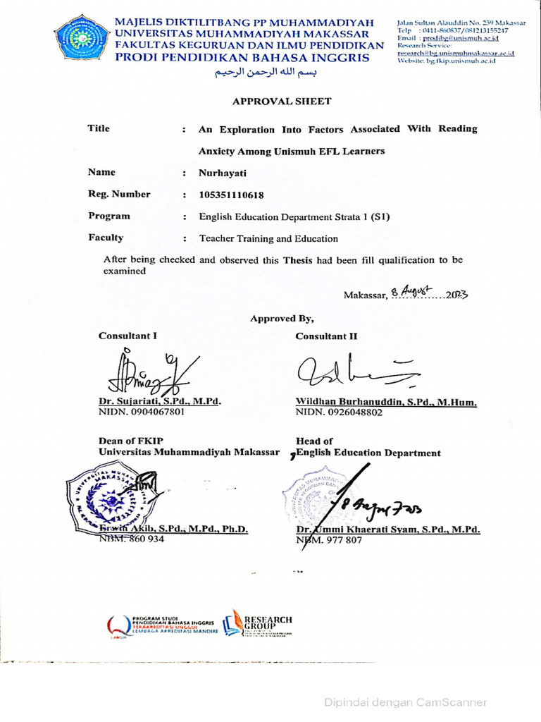 Approval Sheet Skripsi | PDF