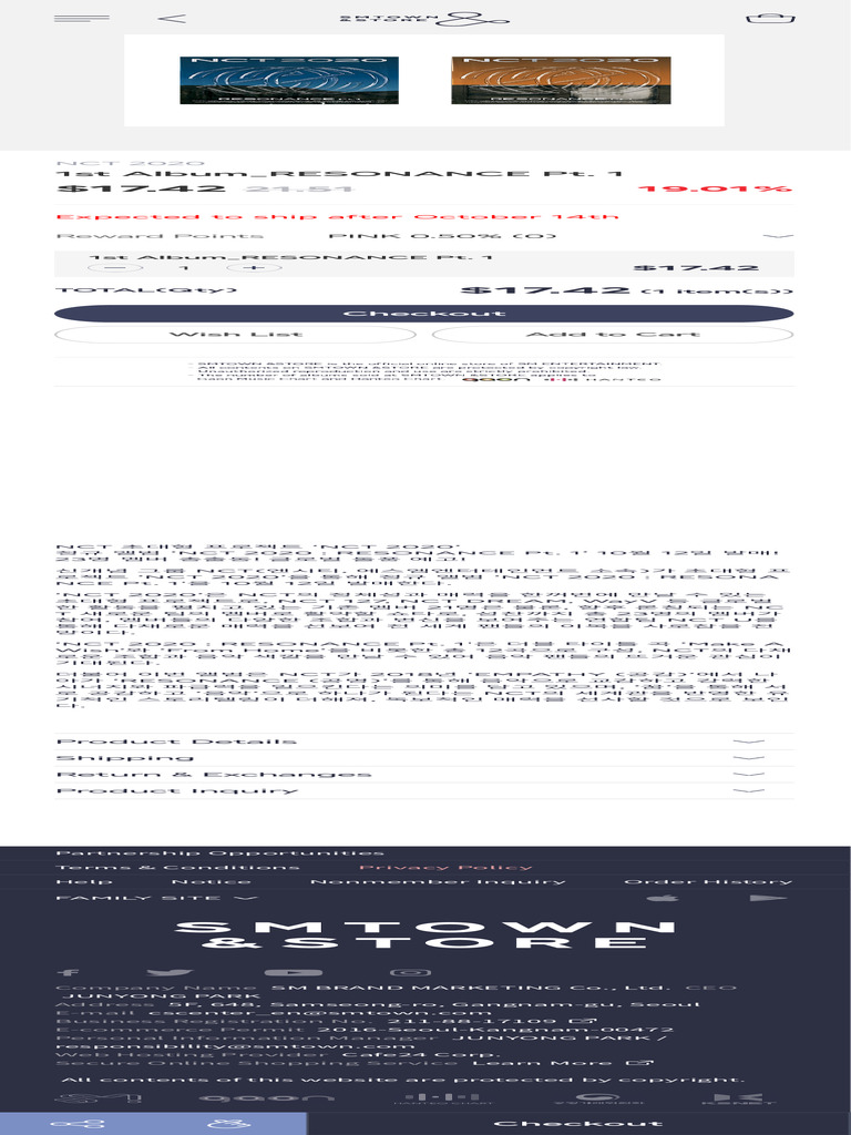 NCT 2020 1st Album - RESONANCE Pt. 1 - SMTOWN &STORE | PDF