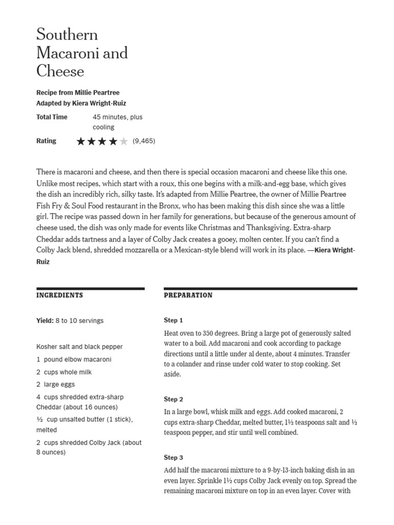 Millie Peartree's Southern Mac and Cheese | PDF | Macaroni And Cheese ...