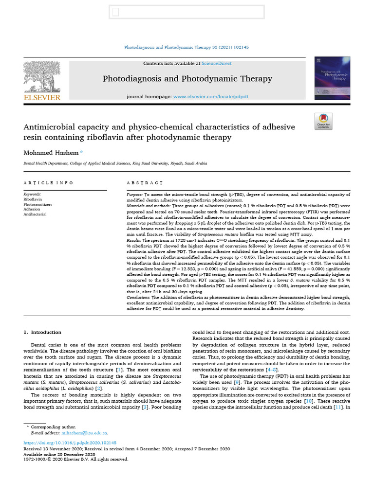 Antimicrobial Capacity and Physico-Chemical Characteristics of Adhesive ...