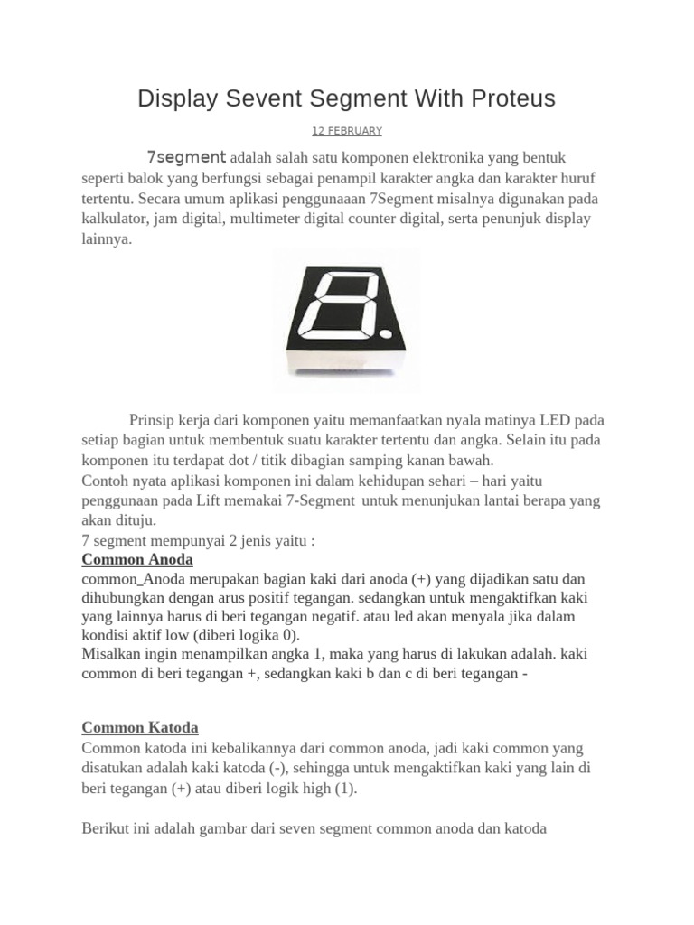 Display Sevent Segment With Proteus | PDF