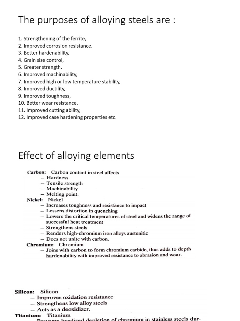 Effect of Alloying Elements | PDF | Technology & Engineering