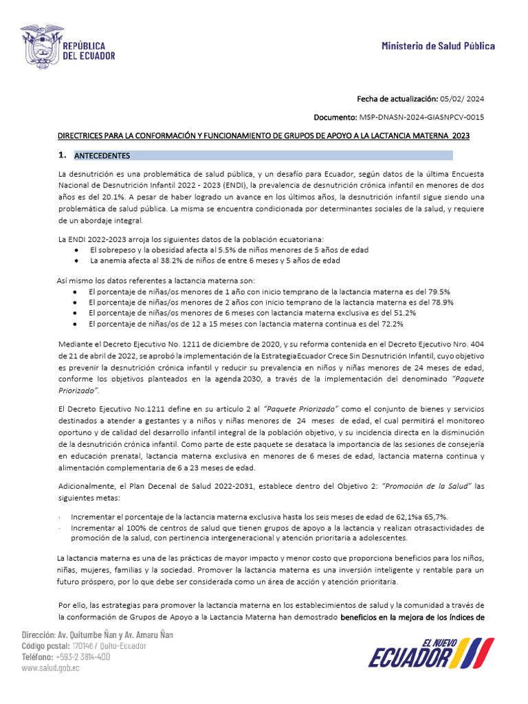 2 Directrices Generales GALM 2024 | PDF | Amamantamiento | Nutrición