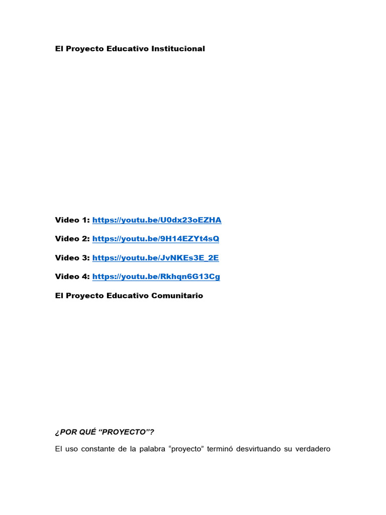 El Proyecto Educativo Institucional PEI-PEC | PDF | Enseñando | Escuelas