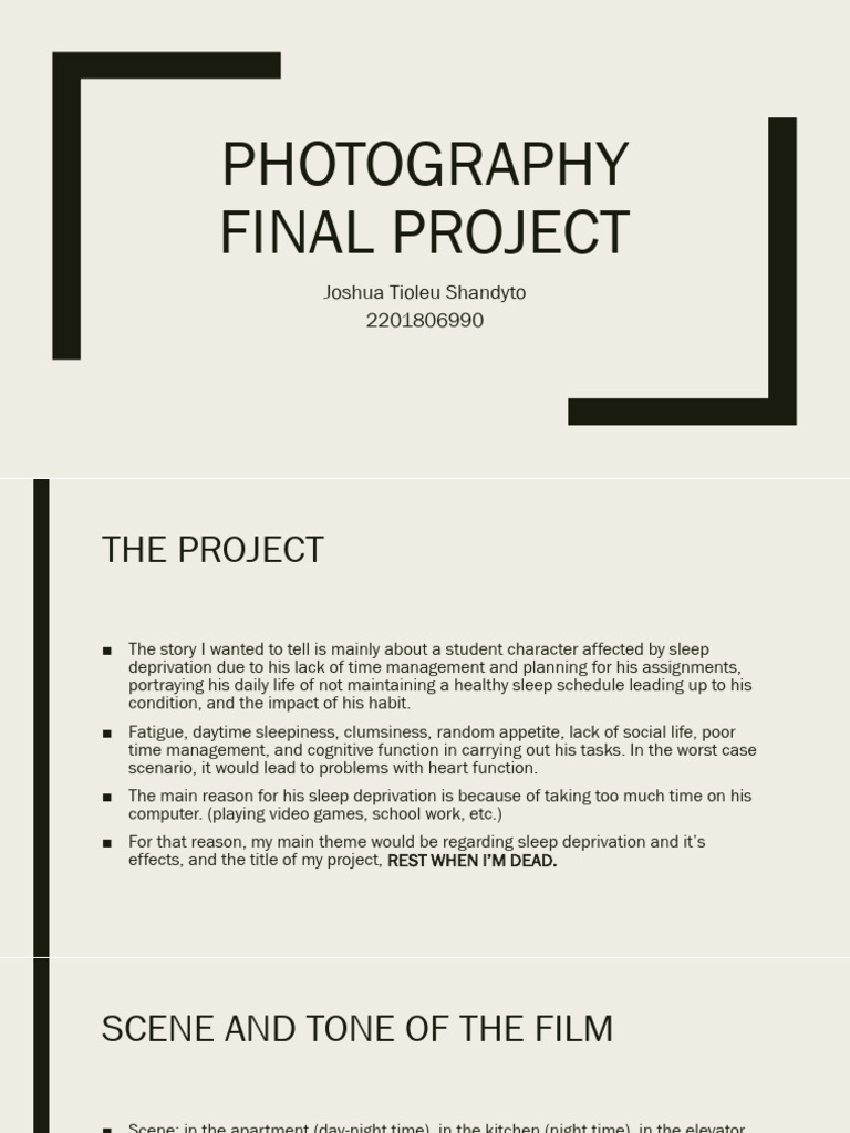 Photography Final Project | PDF | Sleep | Camera