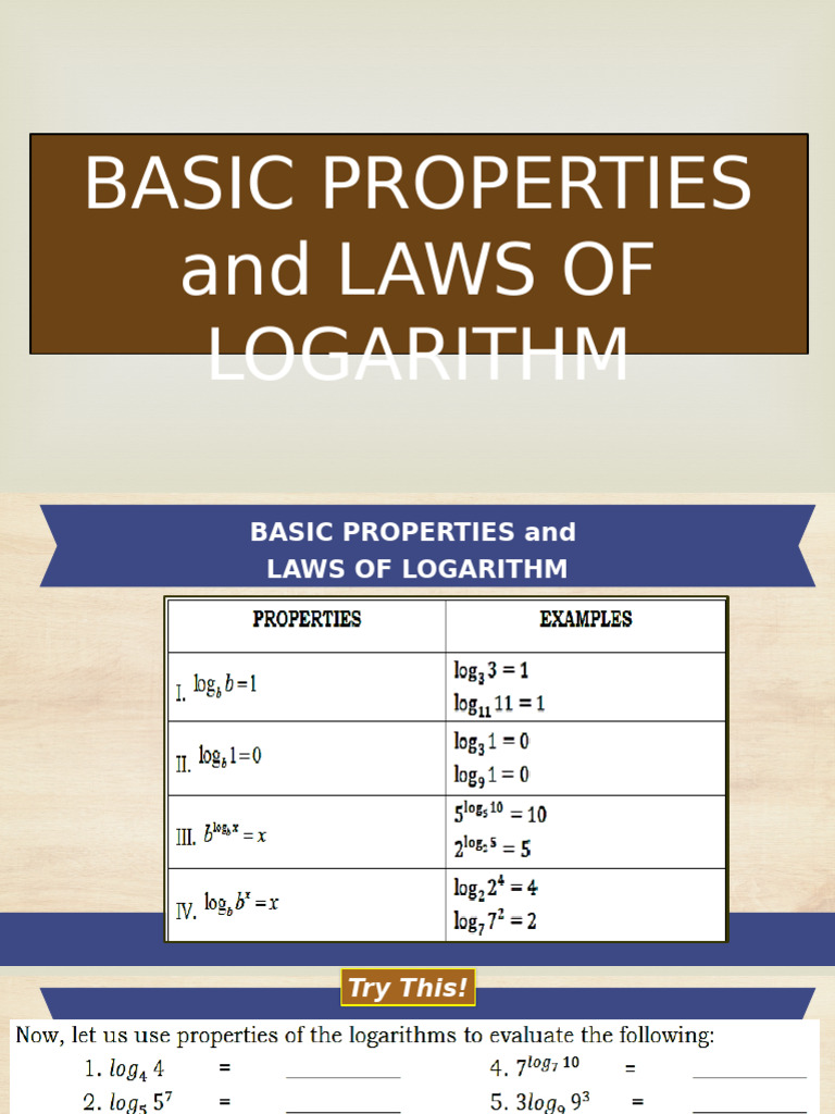 Logarithm Properties and Functions Guide | PDF | Function (Mathematics) | Logarithm