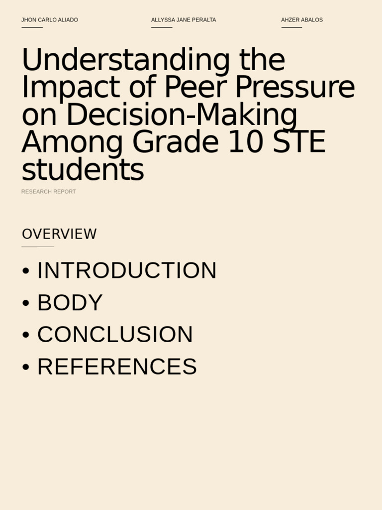 Understanding The Impact of Peer Pressure On Decision-Making Among ...
