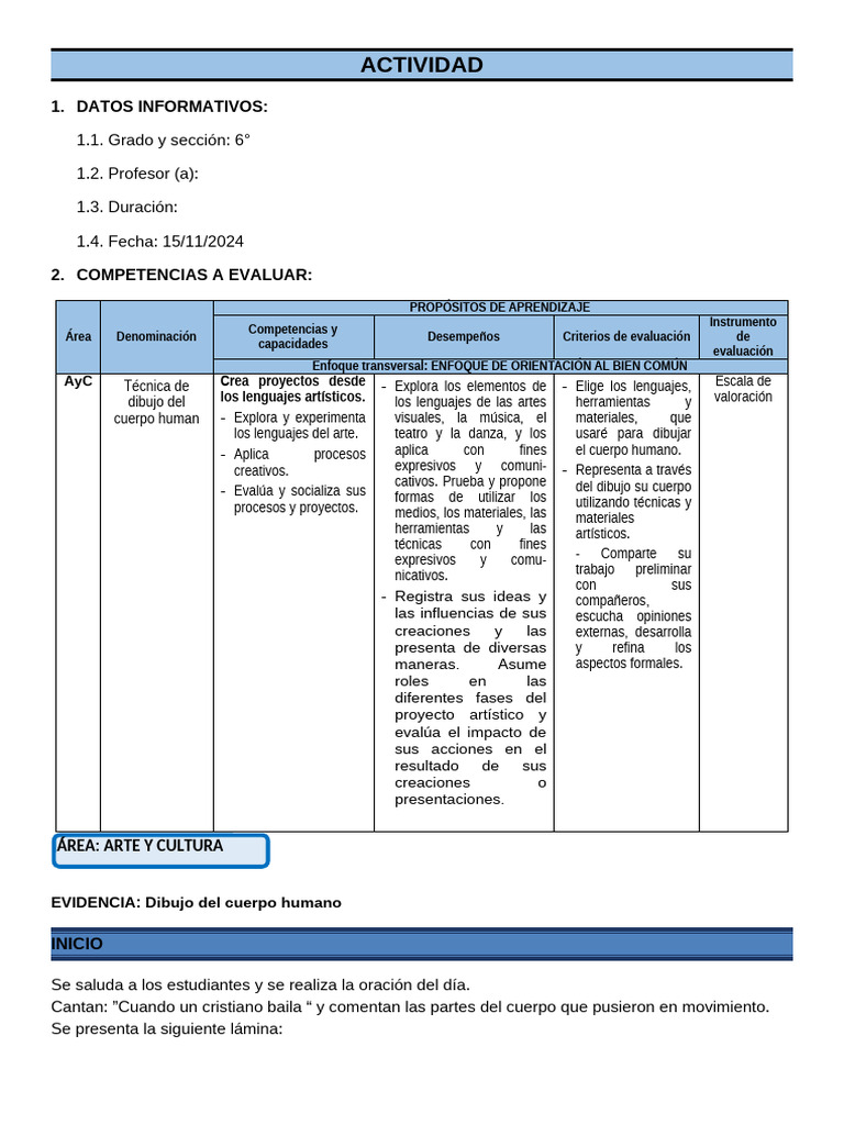 ACTIVIDAD Arte 15 de Nobiembre | PDF | Dibujo | Evaluación