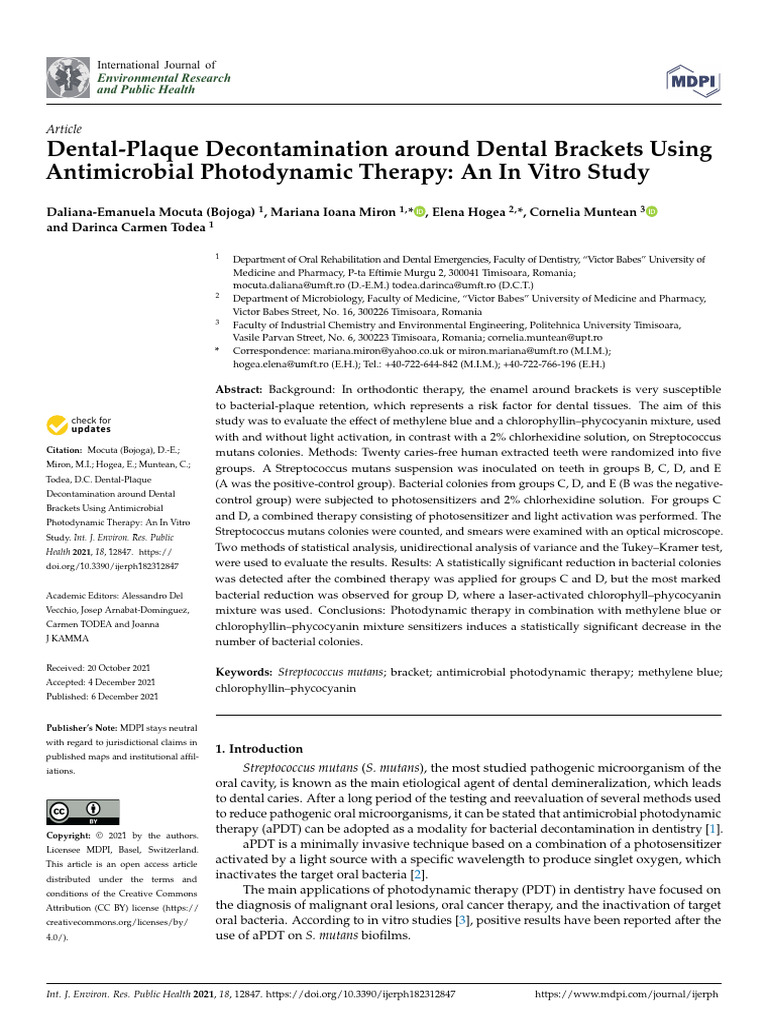 Dental-Plaque Decontamination Around Dental Brackets Using | PDF ...