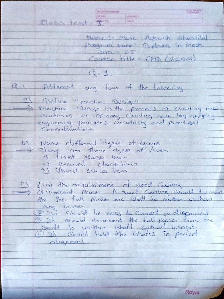Emd Class Test - II | PDF