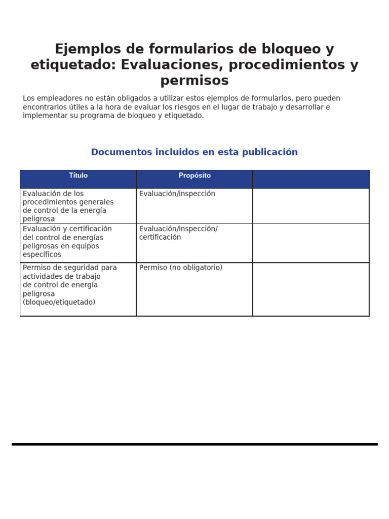 LOTO-sample-forms-spanish PRACTICA | PDF | Ingenieria Eléctrica | Cambiar