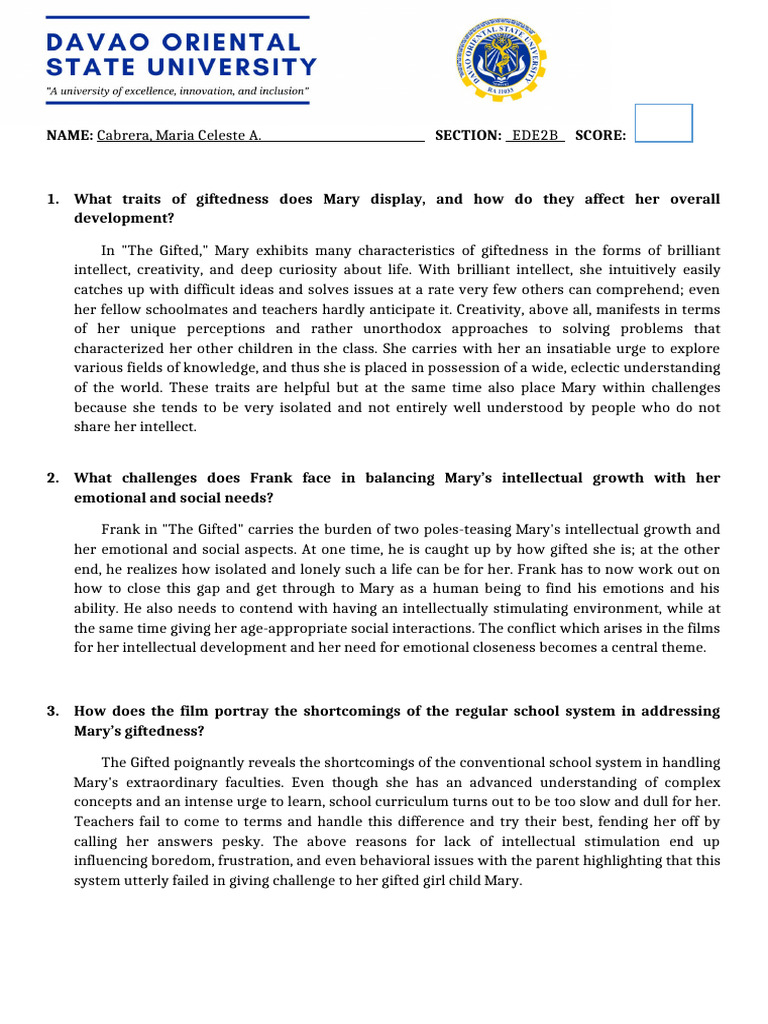 SNED 1 Module 3 Lesson 1 Activity | PDF | Intellectual Giftedness ...